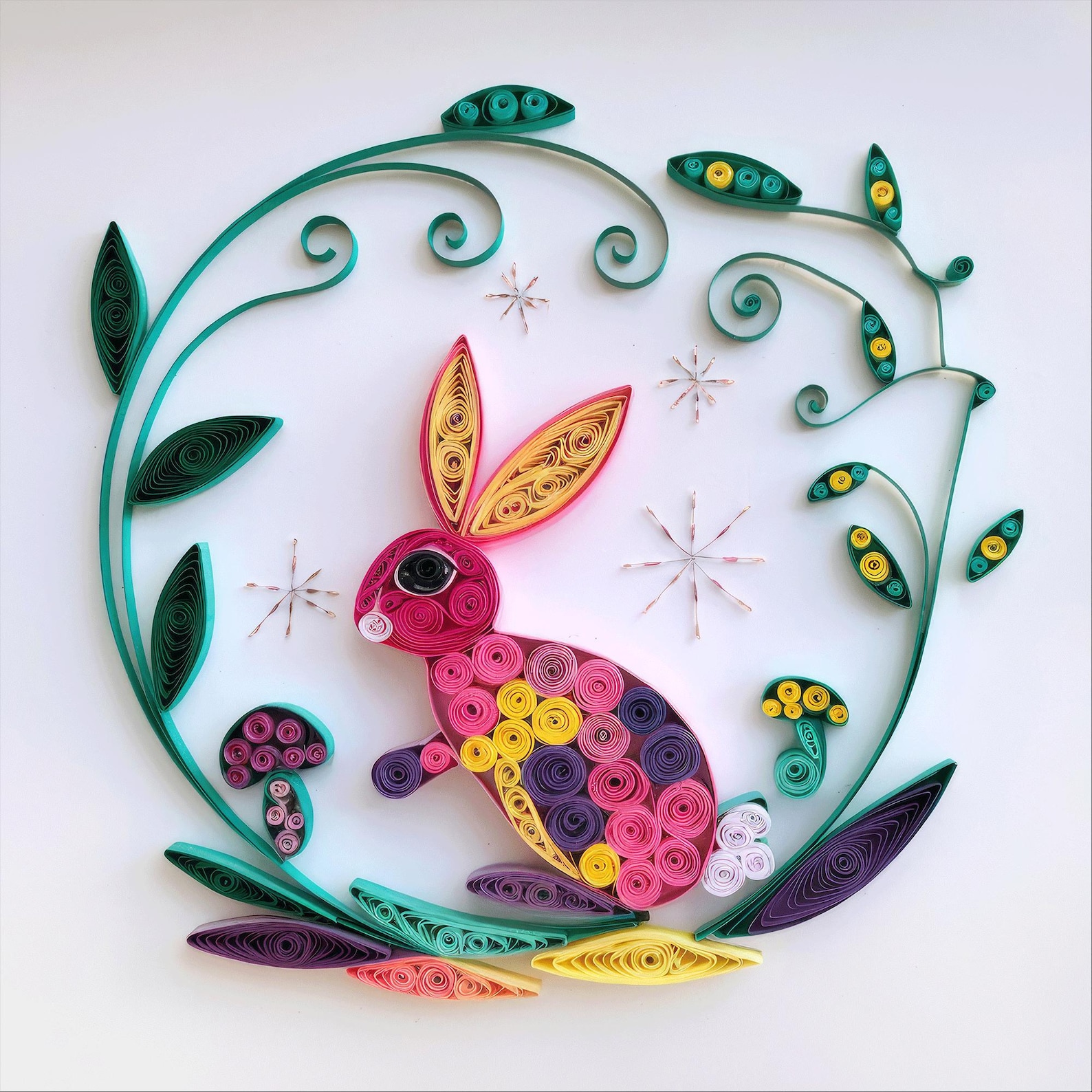 Quilling Bunnies Clipart, Quilled Rabbit Paper Crafts Junk Journal ...