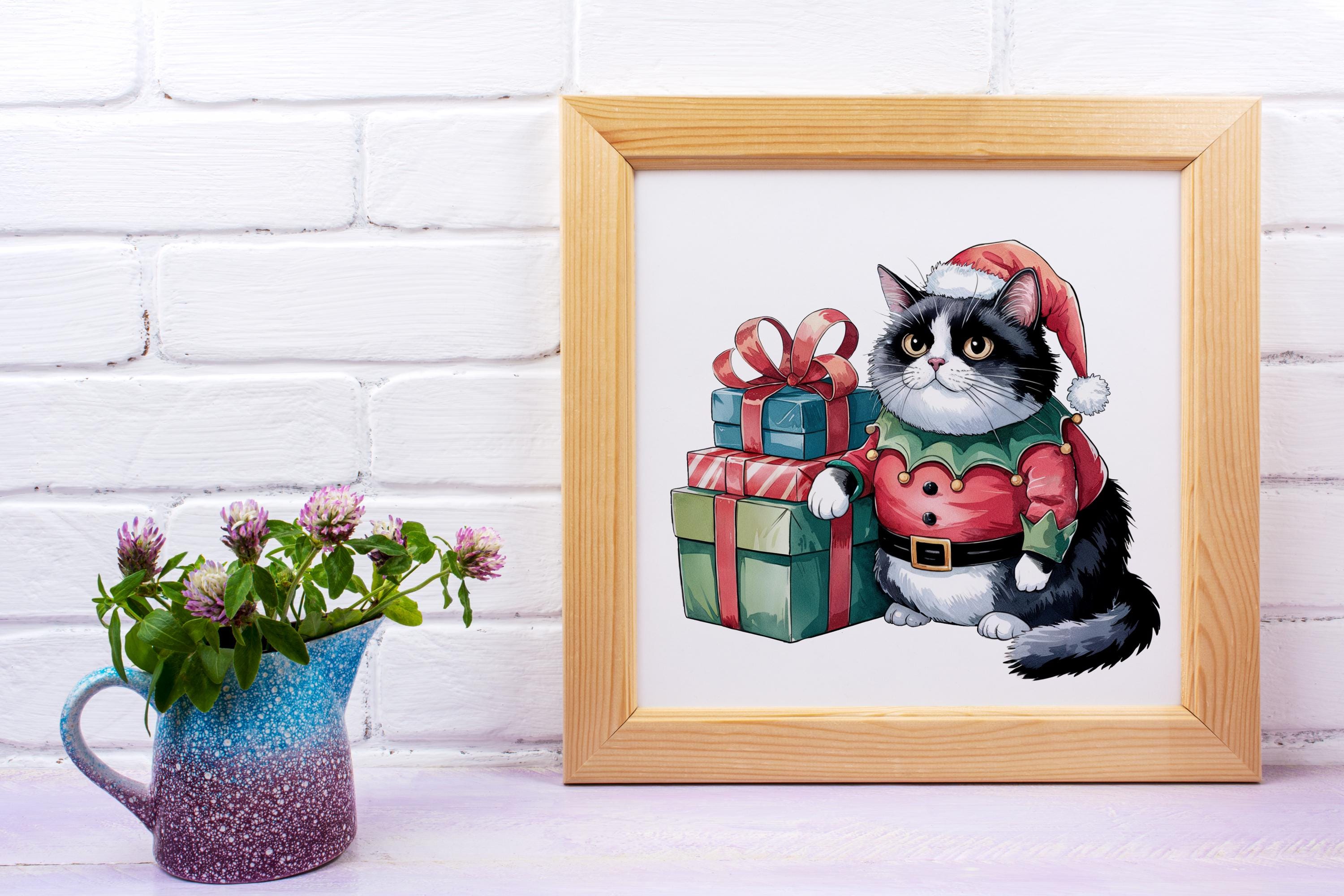 Chonky Cat Clipart, Chubby Santa Cat PNG, Cute Holiday Cat Sublimation ...
