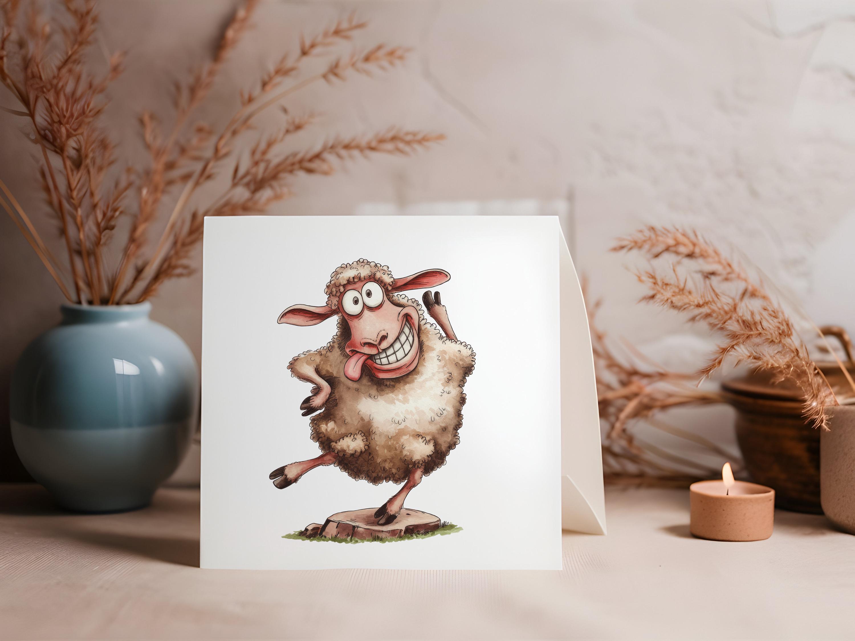 Funny Sheep Clipart Bundle, Quirky Sheep PNG Sublimation, Watercolor ...