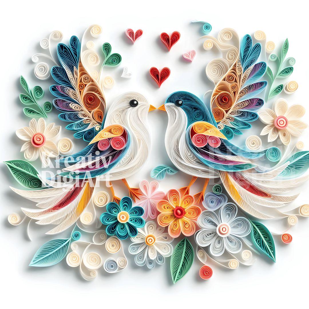 Quilling Love Birds Clipart, Quilled Romantic Bird Paper Art Crafts ...