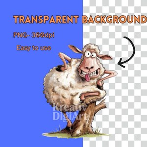 Funny Sheep Clipart Bundle, Quirky Sheep PNG Sublimation, Watercolor ...