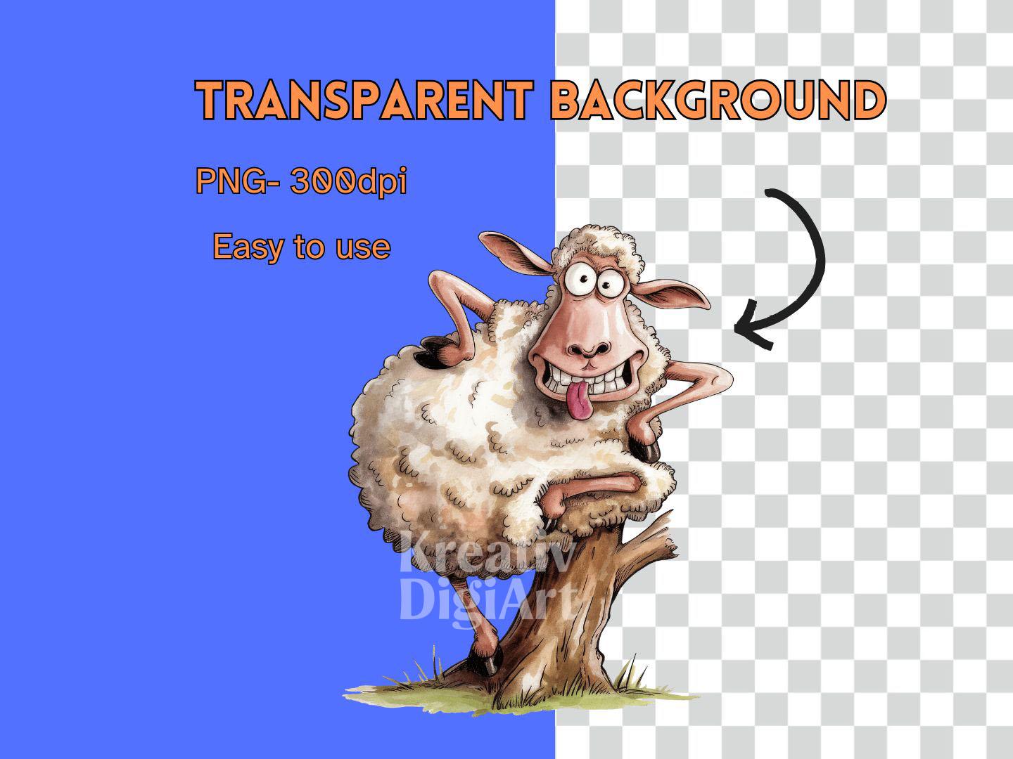 Funny Sheep Clipart Bundle, Quirky Sheep PNG Sublimation, Watercolor ...