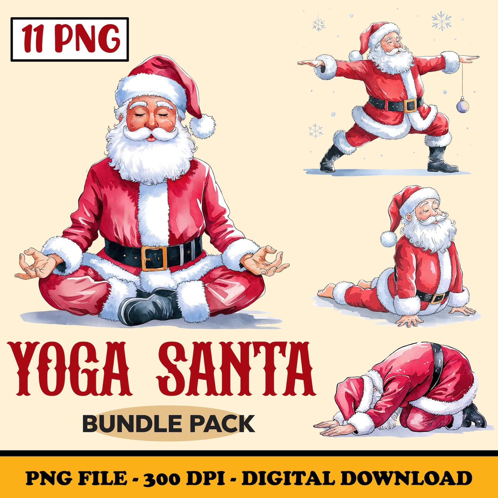 Yoga Santa Claus PNG, Funny Namaste Santa Yoga Poses Clipart, Christmas ...
