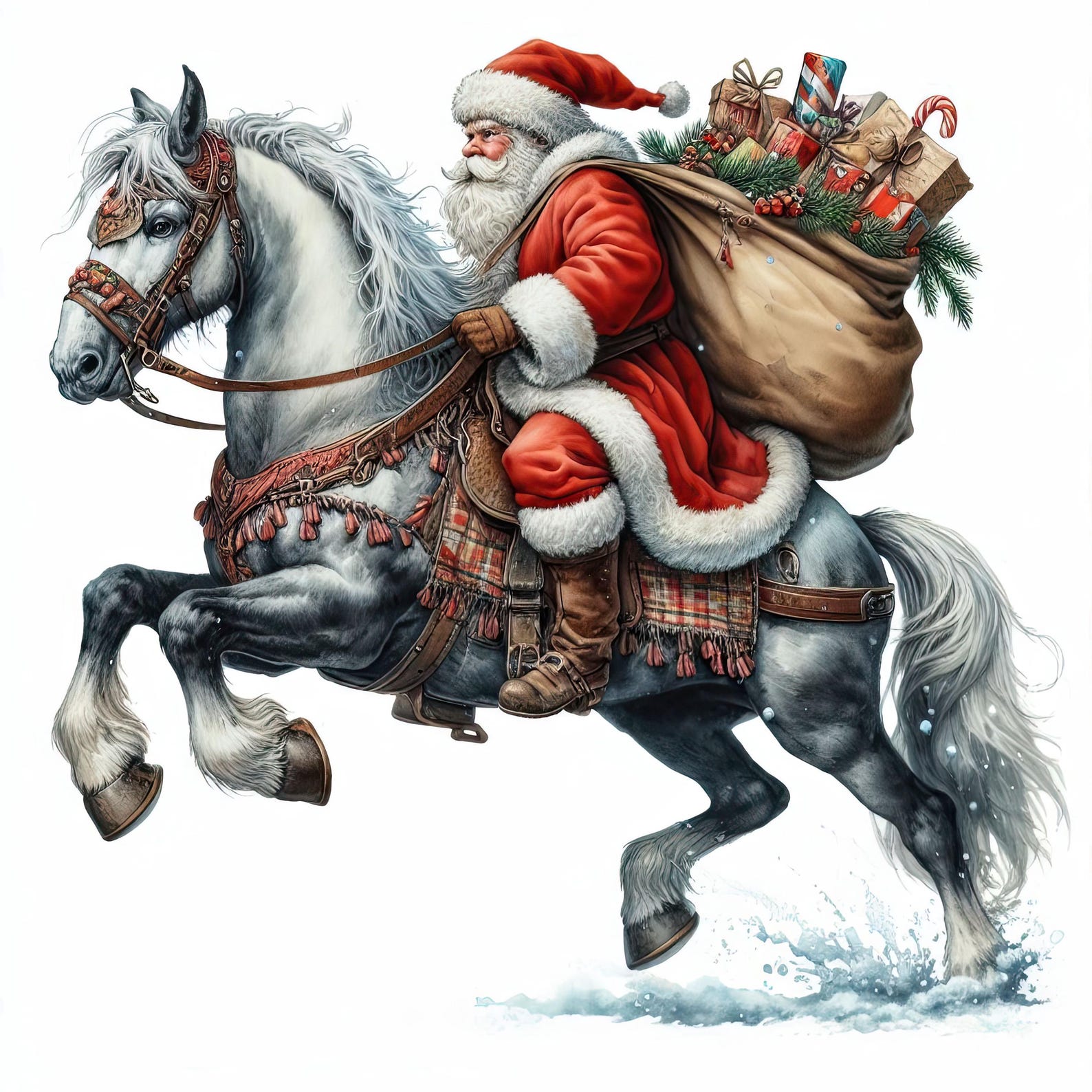 Cowboy Santa Claus JPG, Western Santa and Horse Clipart, Christmas Junk ...