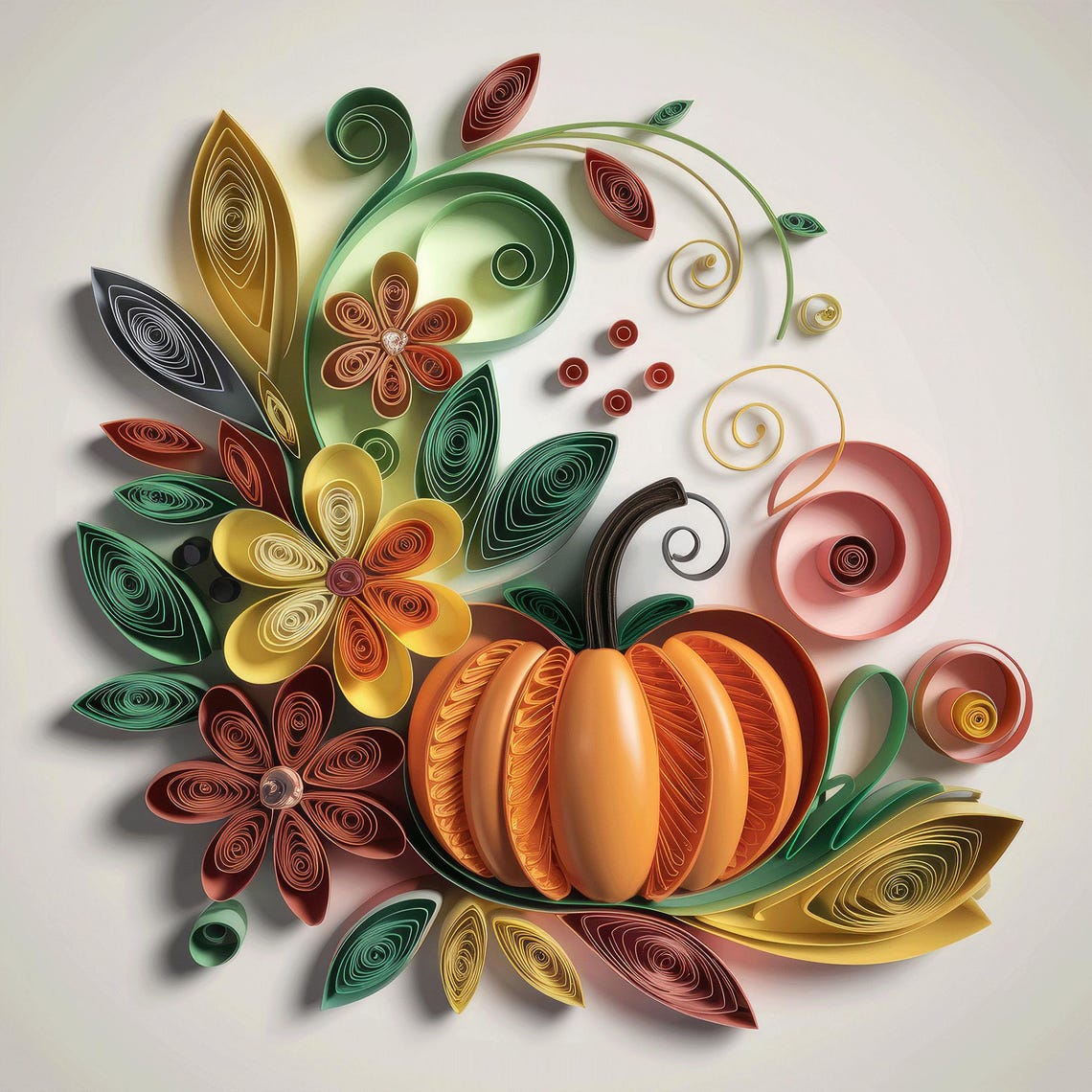 Quilled Pumpkin Clipart. Quilling Pumpkins JPEG, Paper Craft, Autumn ...