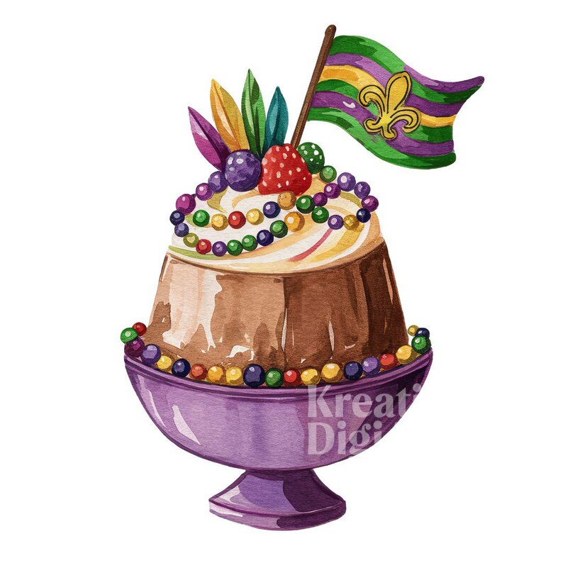 Mardi Gras Treat PNG, Carnival Foods Clipart, Watercolor Masquerade ...
