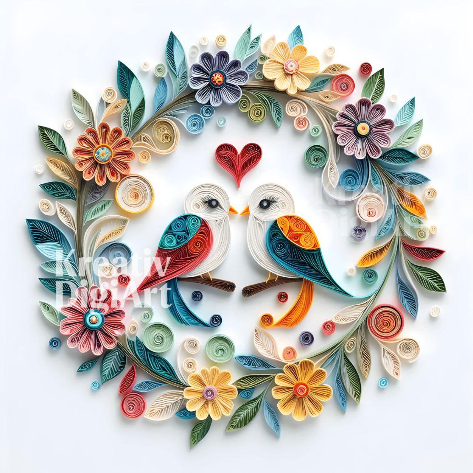 Quilling Love Birds Clipart, Quilled Romantic Bird Paper Art Crafts ...