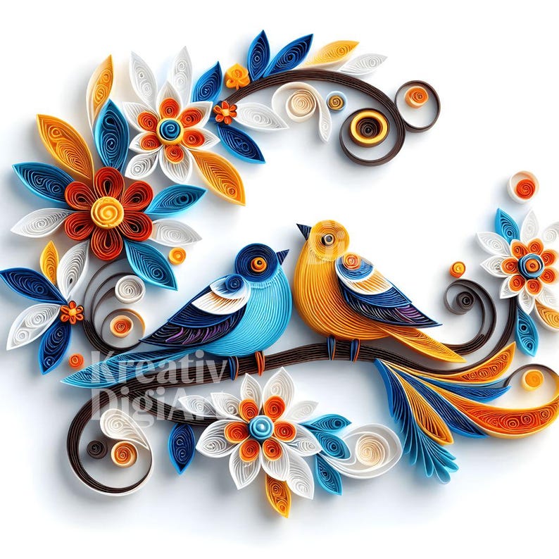 Quilling Love Birds Clipart, Quilled Romantic Bird Paper Art Crafts ...