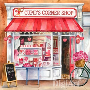 Valentine Shop Clipart, Whimsical Valentine Storefront JPG, Cute Gift ...
