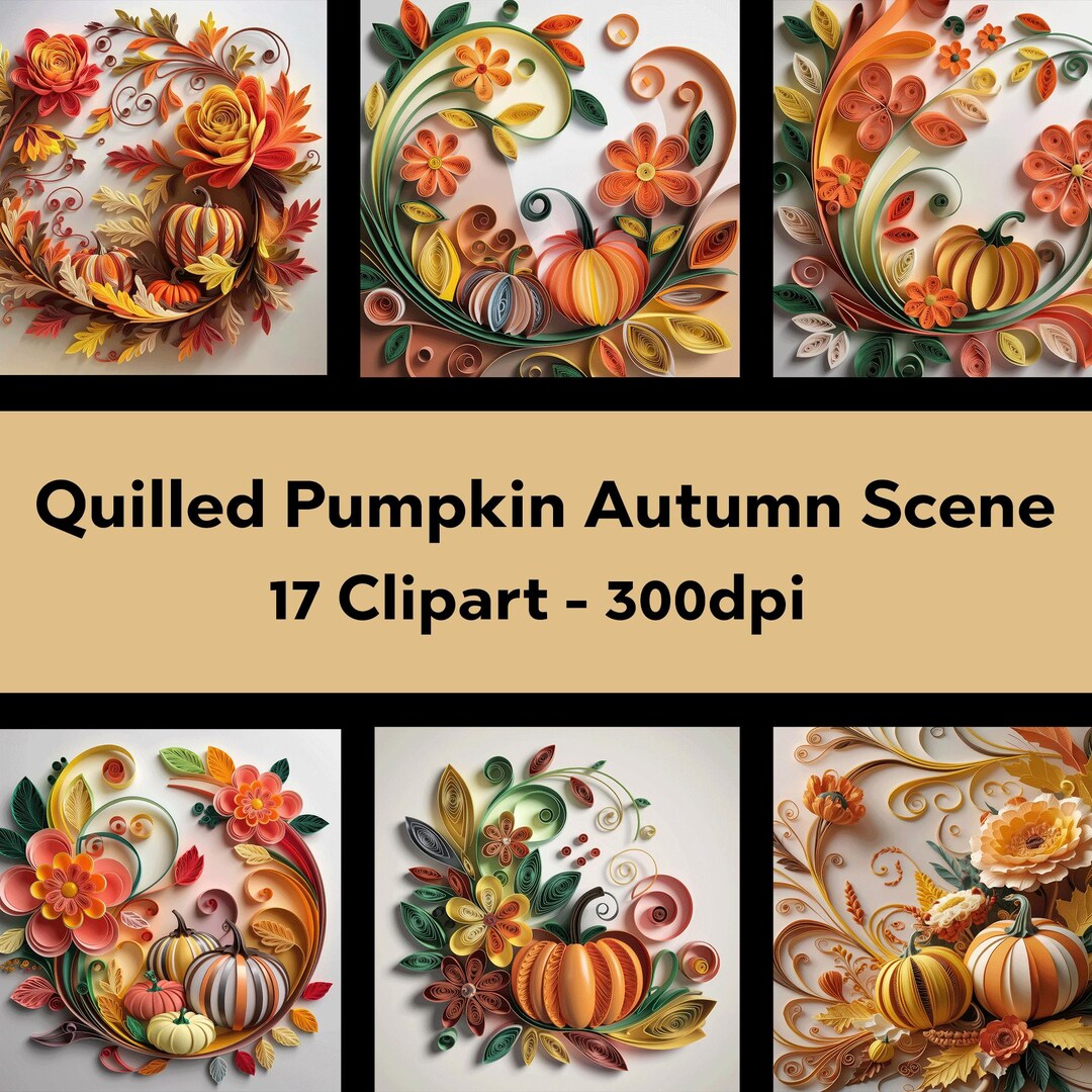 Quilled Pumpkin Clipart. Quilling Pumpkins JPEG, Paper Craft, Autumn ...