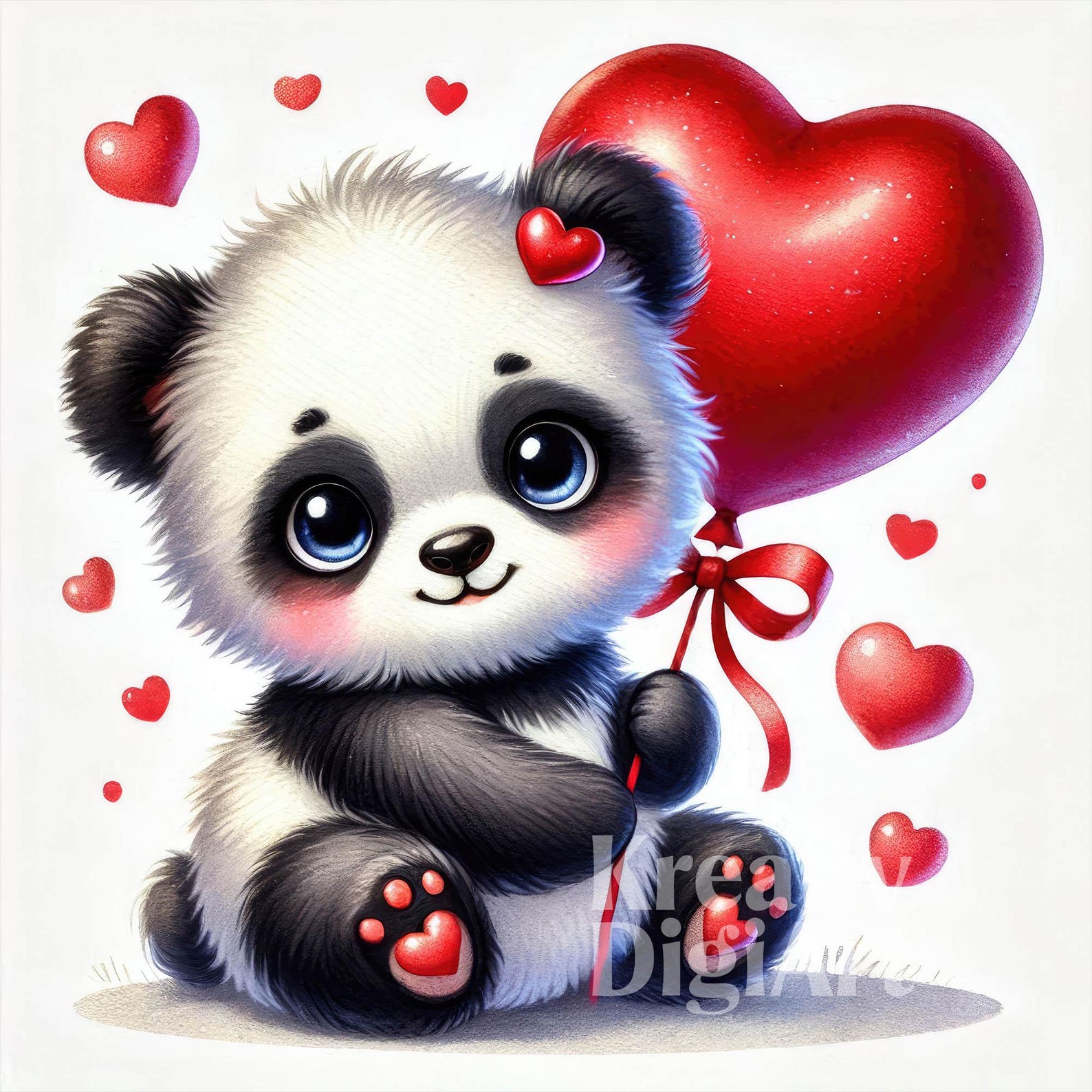 Valentine Baby Animals Clipart JPG, Watercolor Valentine's Day Heart ...
