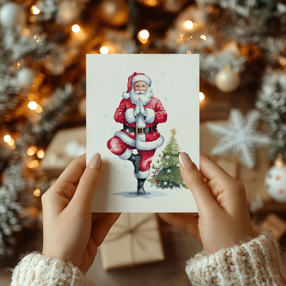 Yoga Santa Claus PNG, Funny Namaste Santa Yoga Poses Clipart, Christmas ...