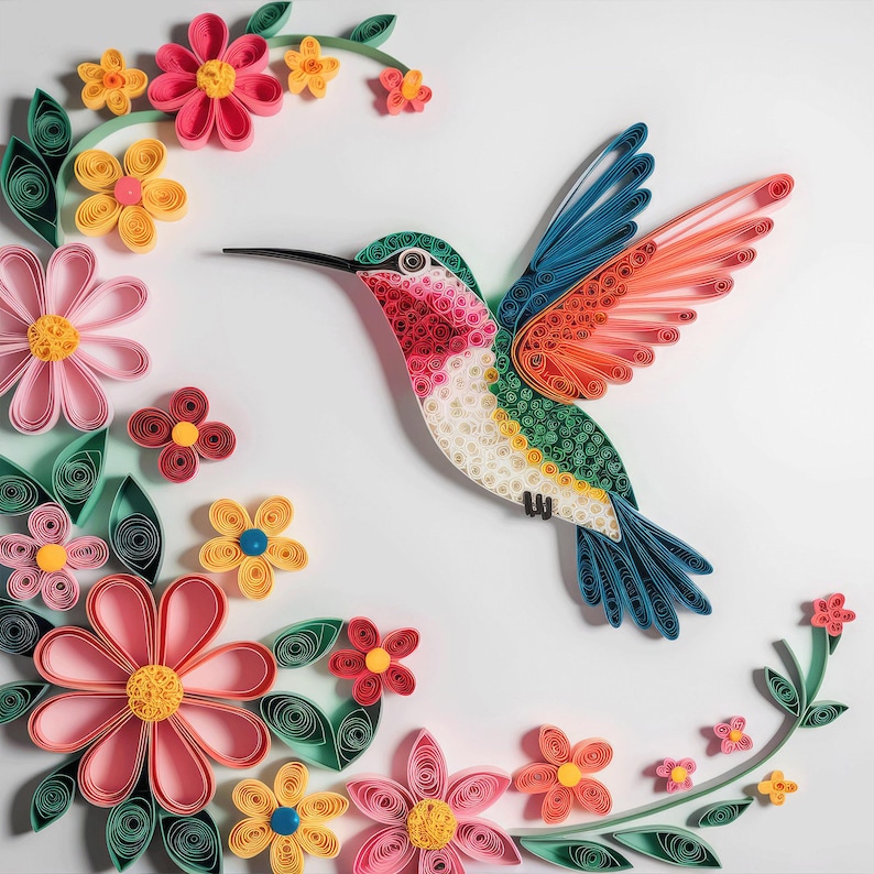 Quilling Birds Clipart, Quilled Bird Paper Crafts Junk Journal, Floral ...