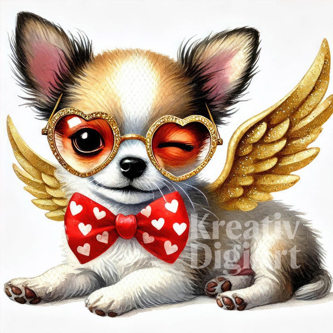 Valentine's Day Cupid Dog Clipart JPG, Cute Poodle With Wings ...