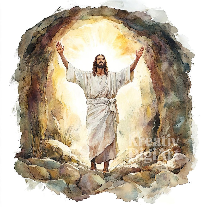 17 Resurrection of Jesus Clipart, Watercolor Easter JPG, Jesus Risen ...
