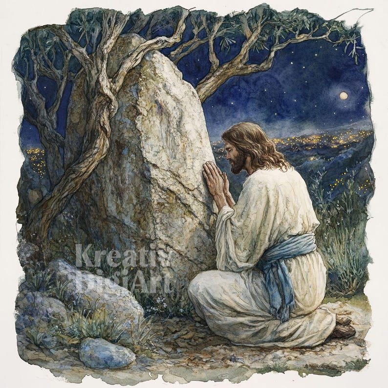 11 Praying Jesus Clipart, Watercolor Easter JPG, Jesus Faith & Prayer ...