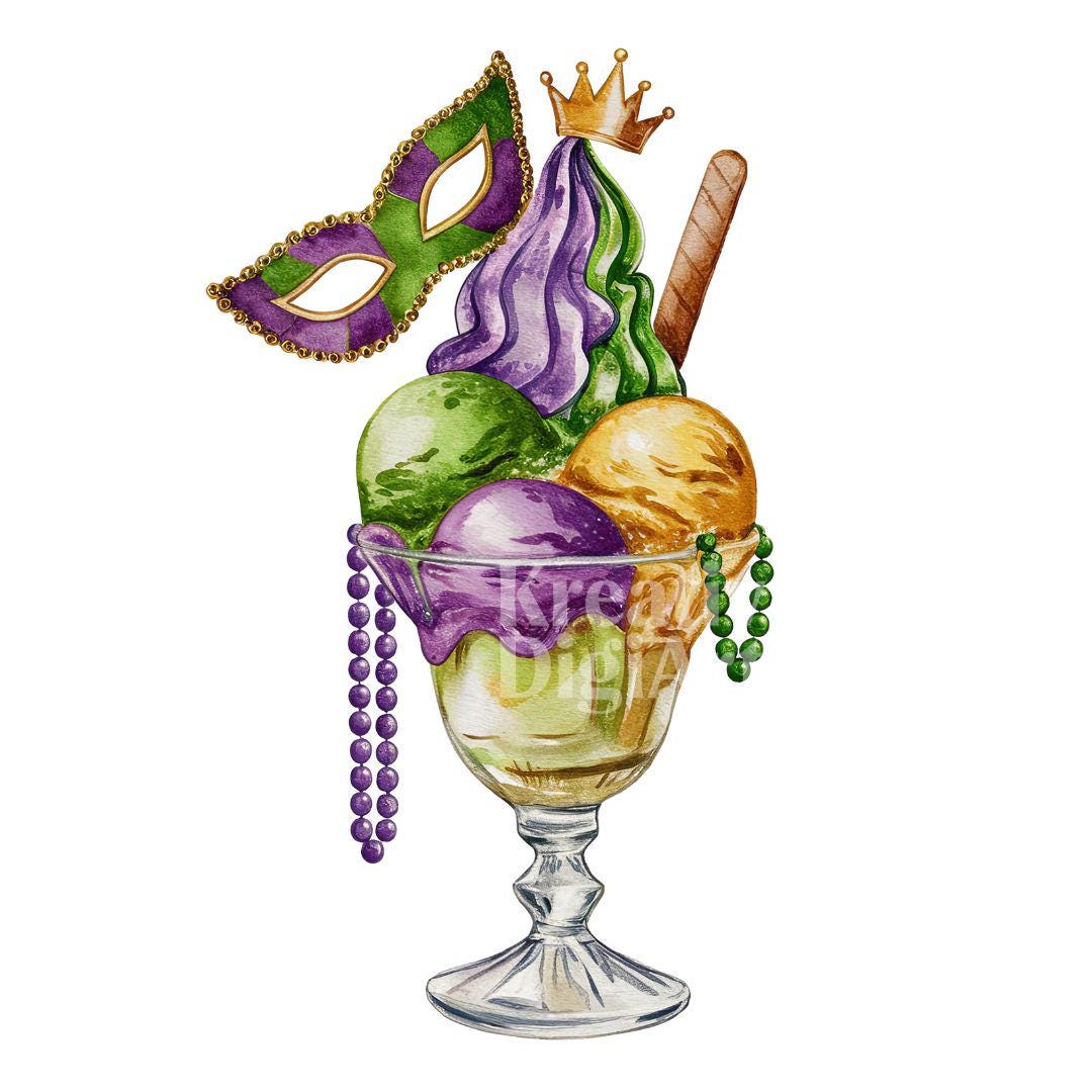Mardi Gras Treat PNG, Carnival Foods Clipart, Watercolor Masquerade ...