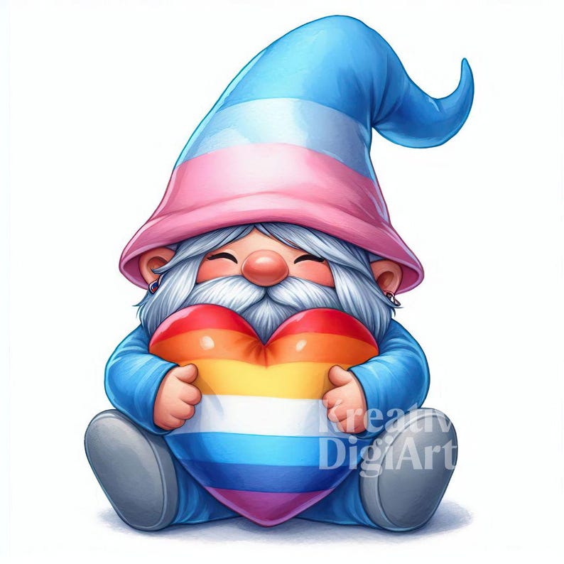 Watercolor Pride Gnome Clipart, LGBTQIA+ Gnome JPG, LGBTQ Flag Clip Art ...