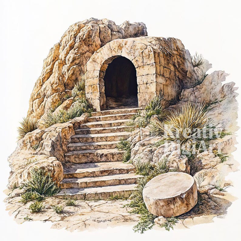 12 Tomb of Jesus Clipart, Empty Tomb JPG, Watercolor Easter Jesus Holy ...