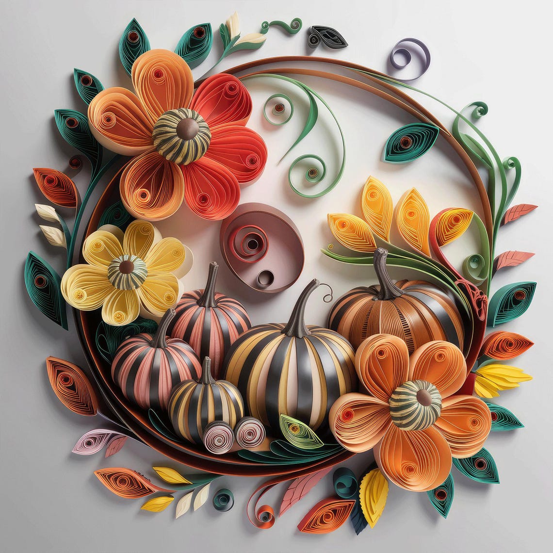 Quilled Pumpkin Clipart. Quilling Pumpkins JPEG, Paper Craft, Autumn ...