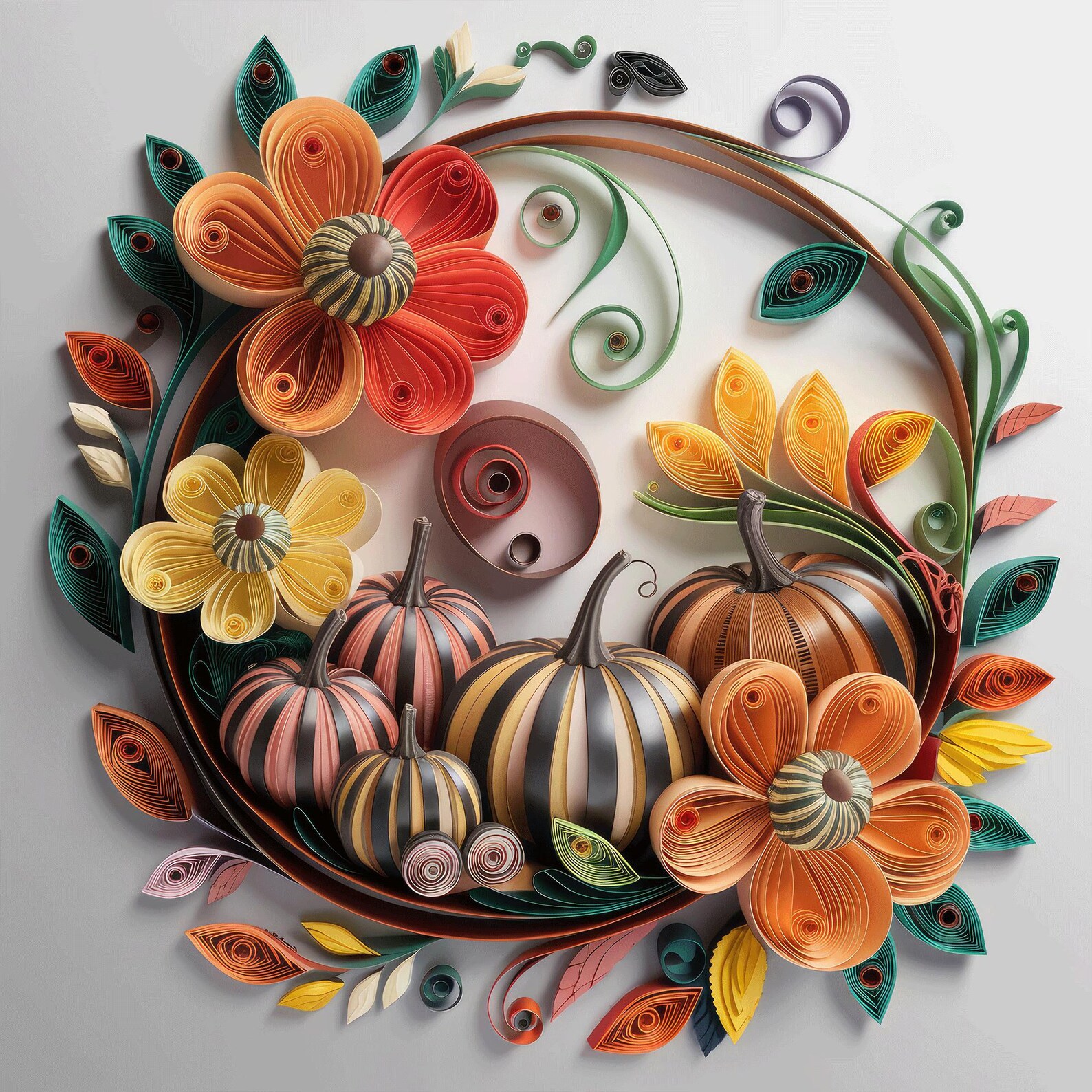 Quilled Pumpkin Clipart. Quilling Pumpkins JPEG, Paper Craft, Autumn ...