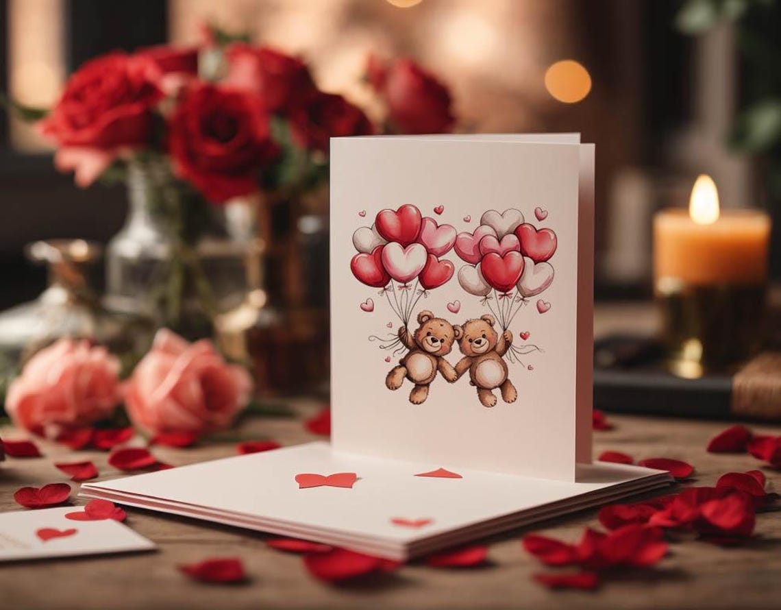 Valentine's Day Teddy Bear Couple Clipart, Cute Romantic Bears ...