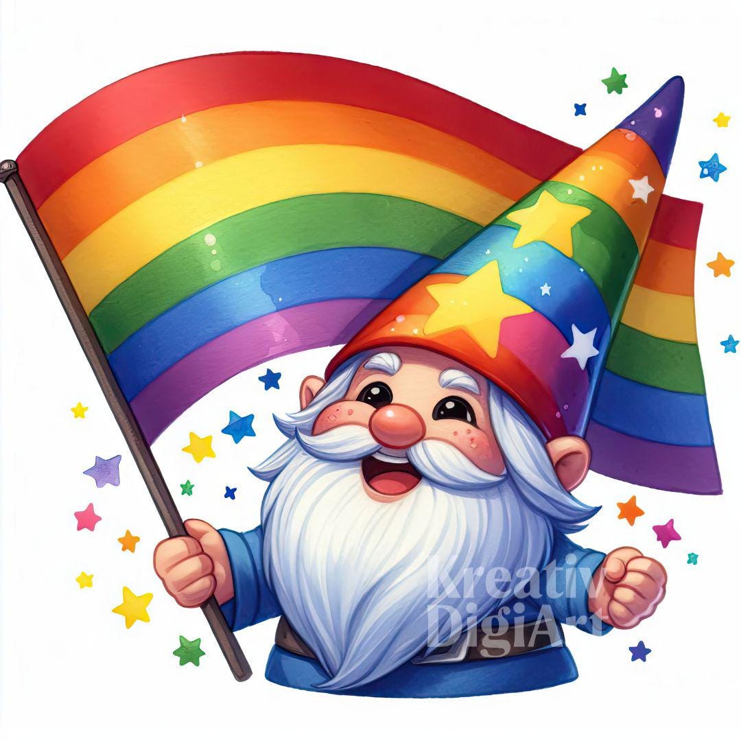 Watercolor Pride Gnome Clipart, LGBTQIA+ Gnome JPG, LGBTQ Flag Clip Art ...