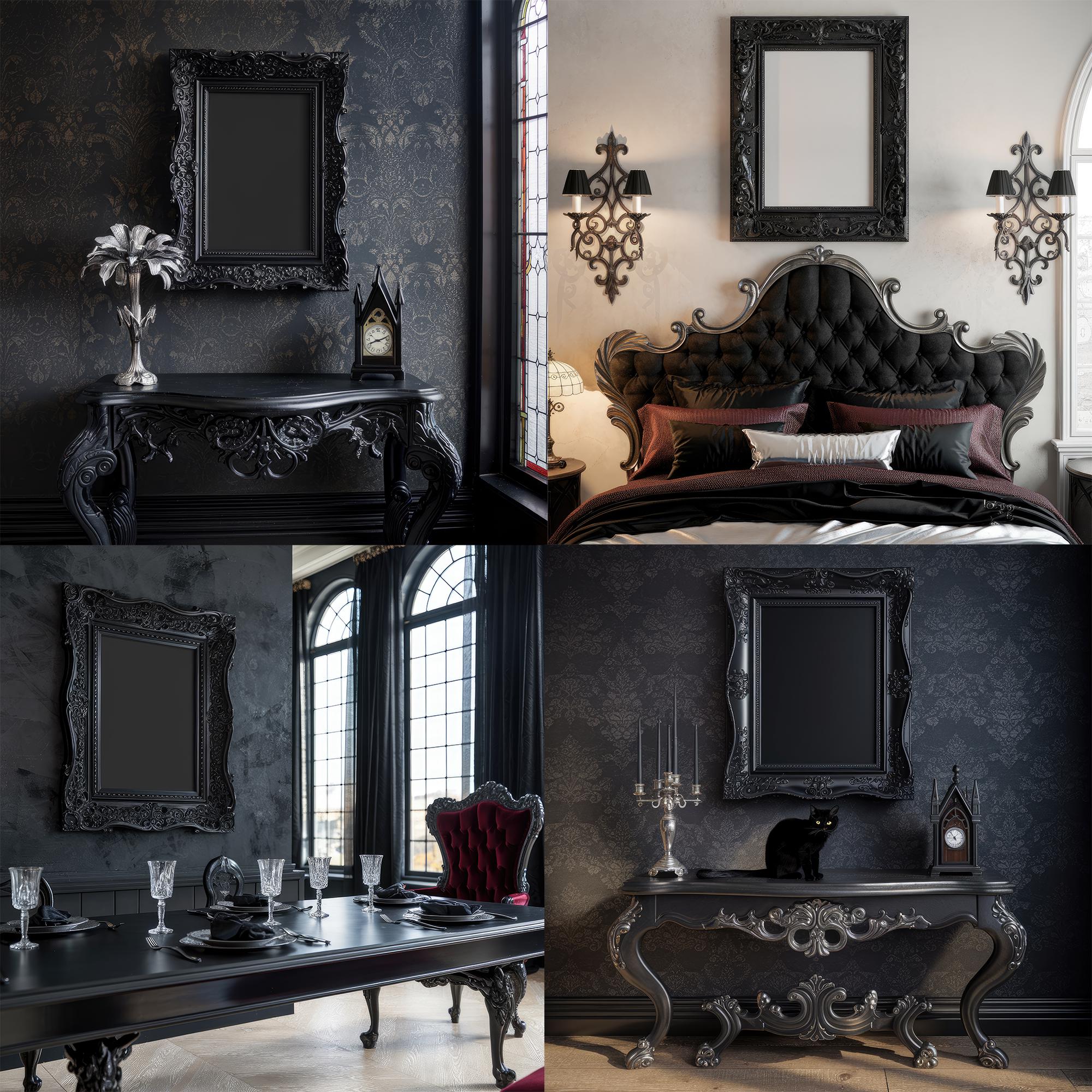 25 Gothic Wall Art Frame Mockup Bundle, Photo Wall Mockup, Victorian ...