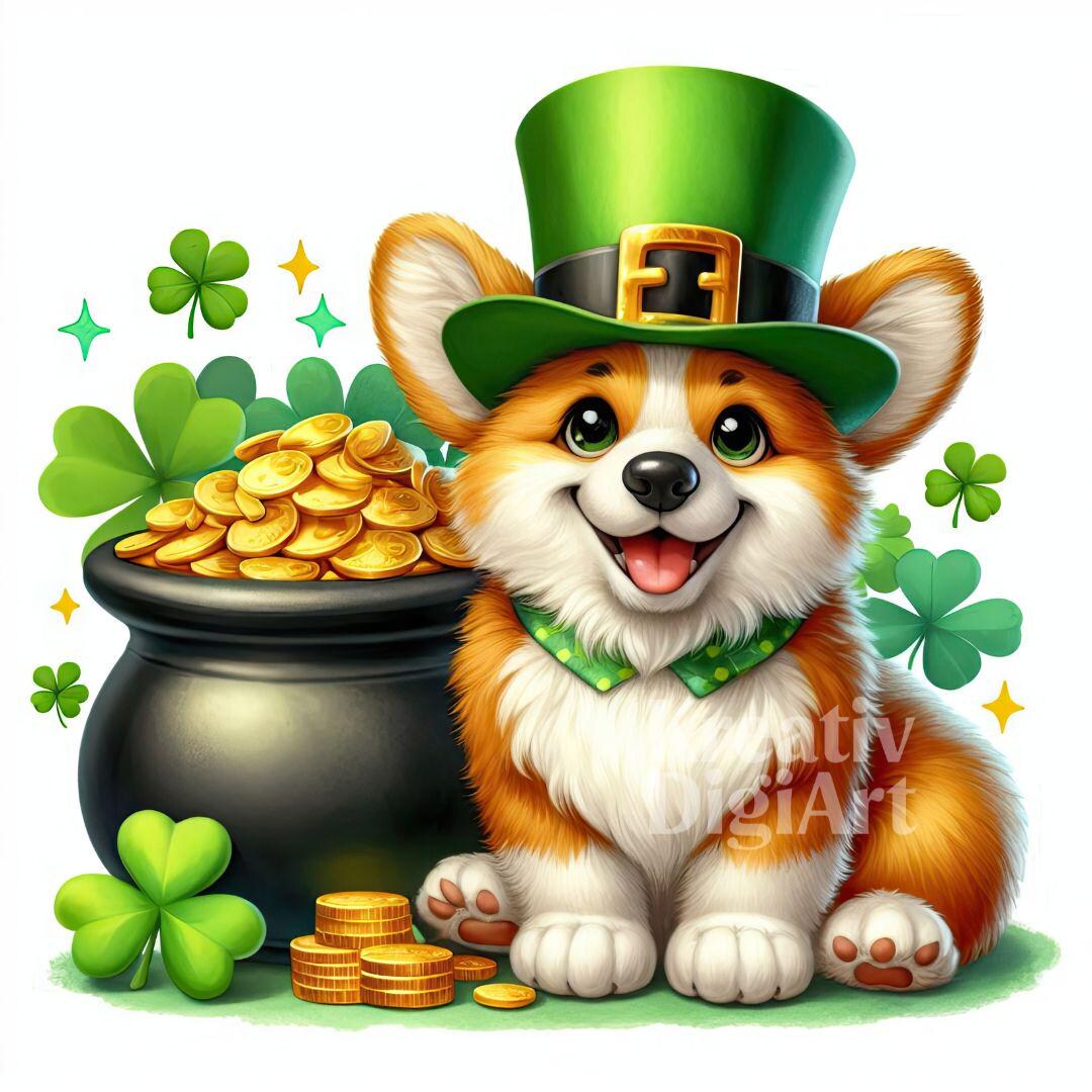 St.patrick’s Day Dogs Clipart, Quirky Dachshund Bulldog JPG, Funny Pug ...