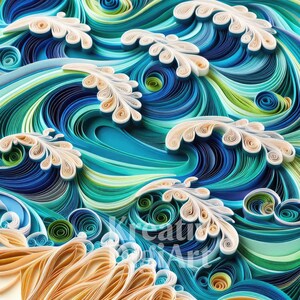 Quilling Ocean Waves Clipart, Quilled Serene Blue Oceanic Paper Craft ...