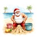 4+++ Tropical Santa Claus Clipart, Watercolor Surfing Santa JPEG ...