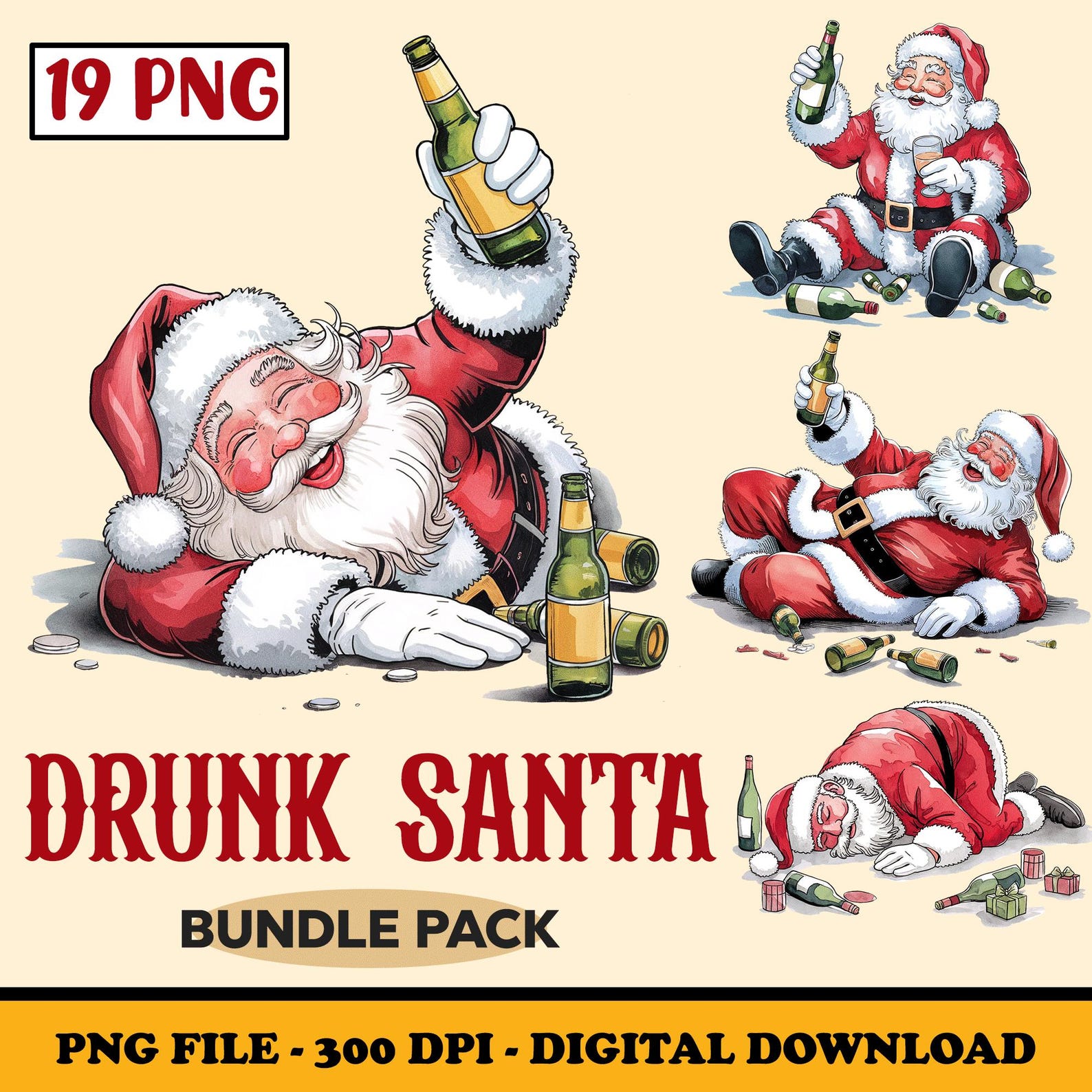 Drunk Santa Claus PNG, Funny Santa Claus Clipart, Christmas Sublimation ...