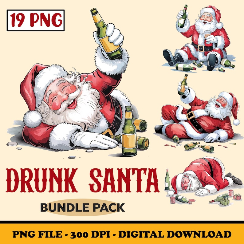 Drunk Santa Claus PNG, Funny Santa Claus Clipart, Christmas Sublimation ...