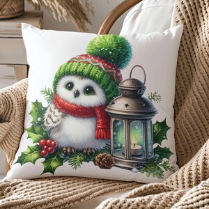 Christmas Owl Clipart Bundle, Watercolor Snow Owl With Santa Hat, Cute ...