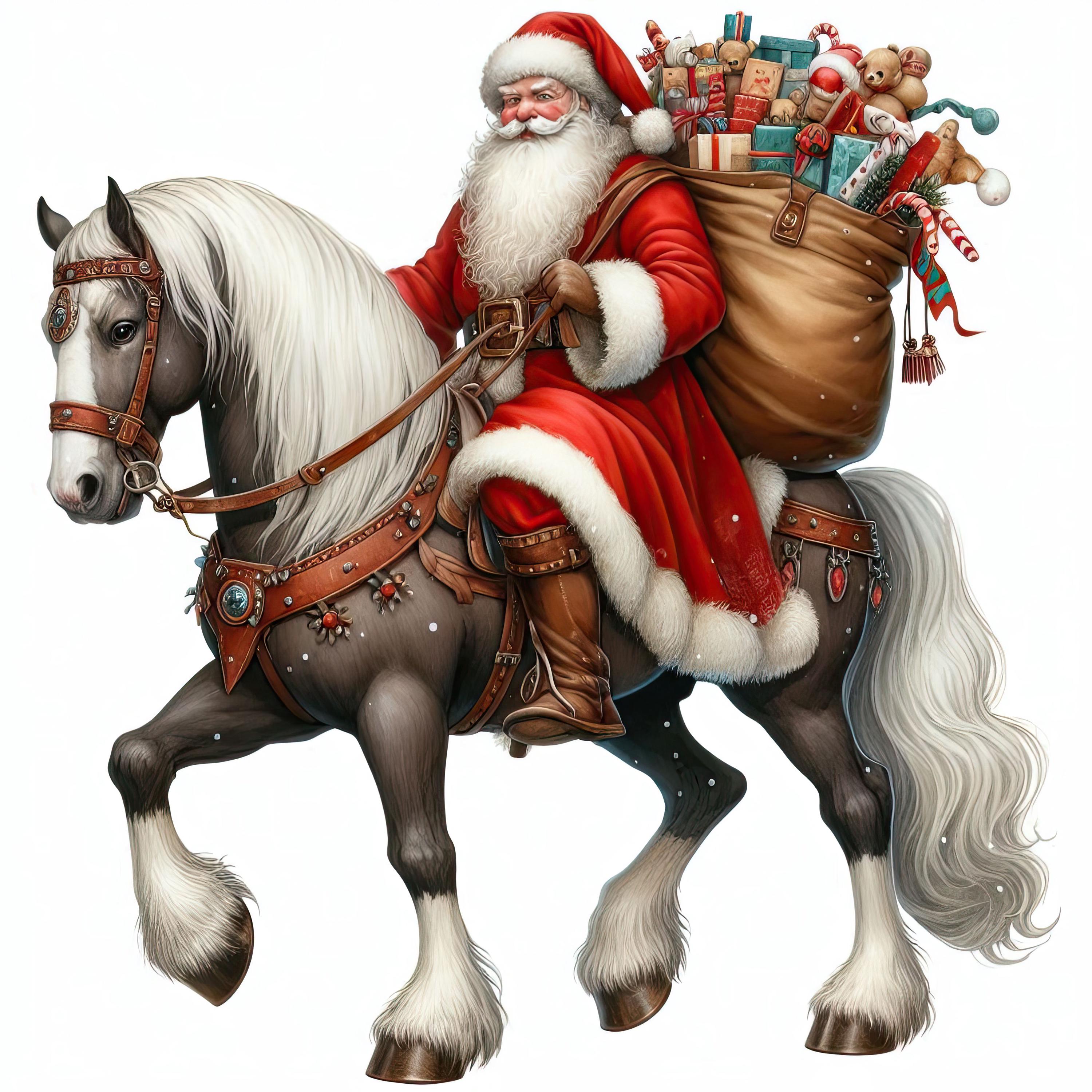 Cowboy Santa Claus JPG, Western Santa and Horse Clipart, Christmas Junk ...