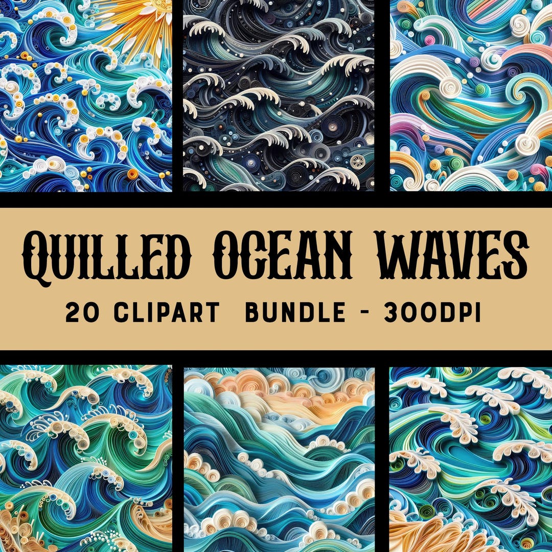 Quilling Ocean Waves Clipart, Quilled Serene Blue Oceanic Paper Craft ...