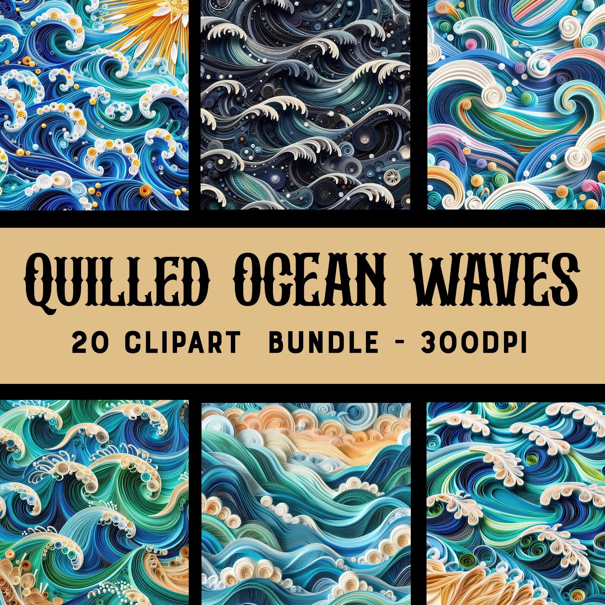 Quilling Ocean Waves Clipart, Quilled Serene Blue Oceanic Paper Craft ...