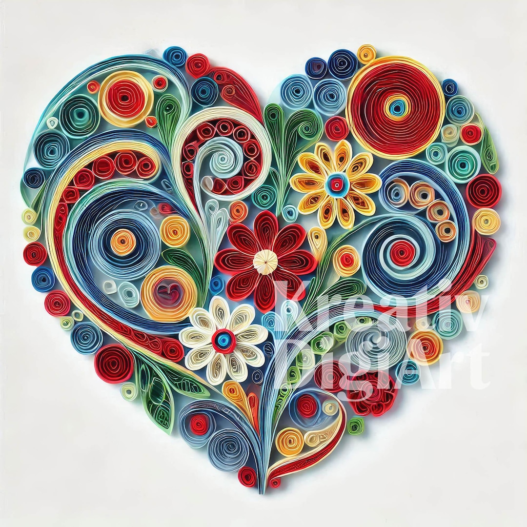 Digital Paper Quilling Heart Clipart, Love Heart Quilling Clipart ...