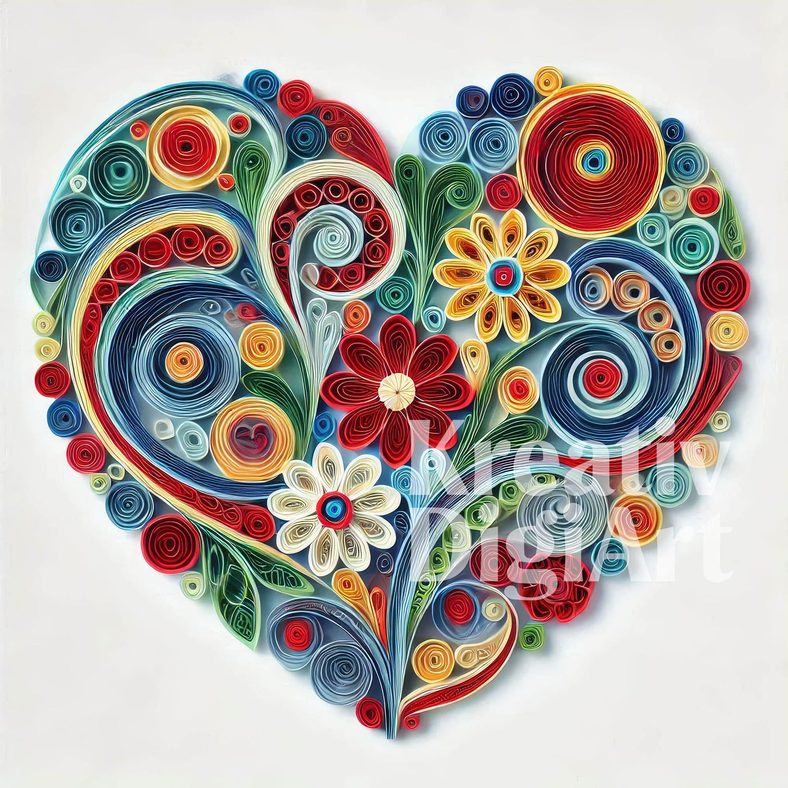 Digital Paper Quilling Heart Clipart, Love Heart Quilling Clipart ...