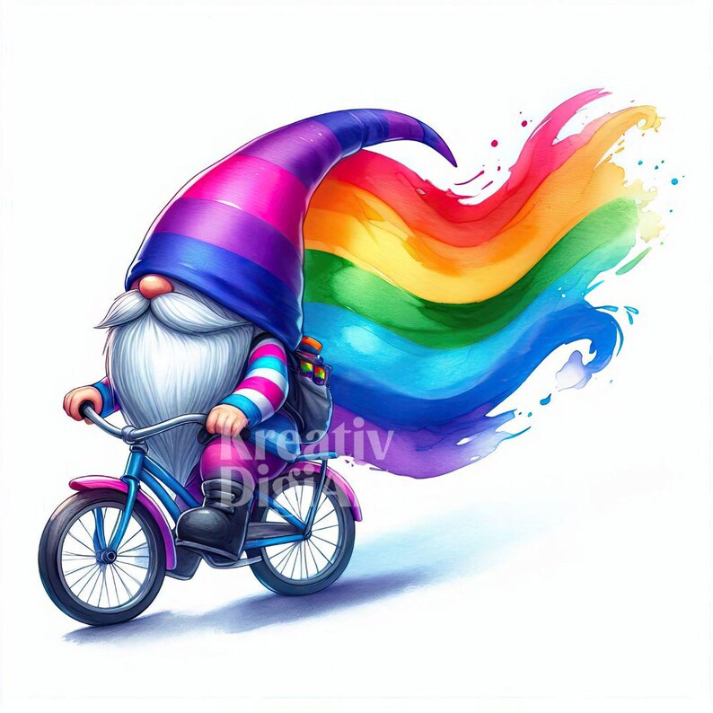 Watercolor Pride Gnome Clipart, LGBTQIA+ Gnome JPG, LGBTQ Flag Clip Art ...