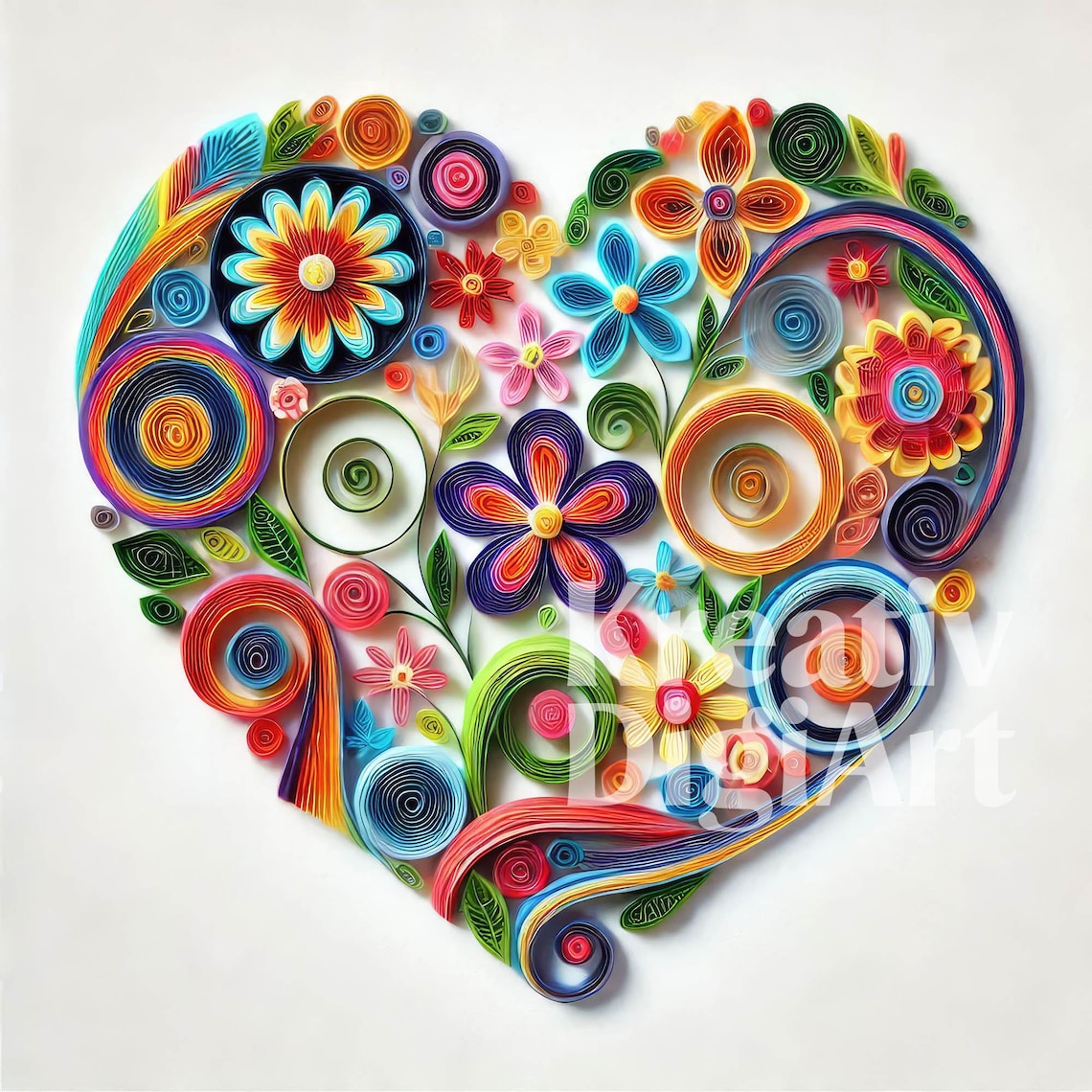 Digital Paper Quilling Heart Clipart, Love Heart Quilling Clipart ...