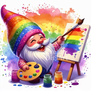 Watercolor Pride Gnome Clipart, LGBTQIA+ Gnome JPG, LGBTQ Flag Clip Art ...