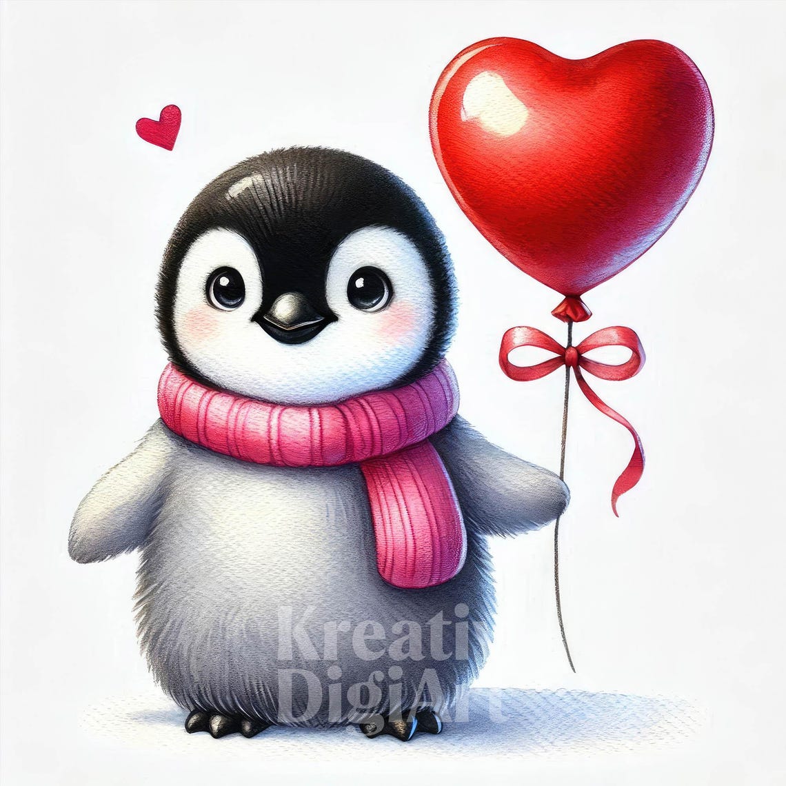 Valentine Baby Animal Clipart, Cute Animals Holding Heart Balloons, Red ...