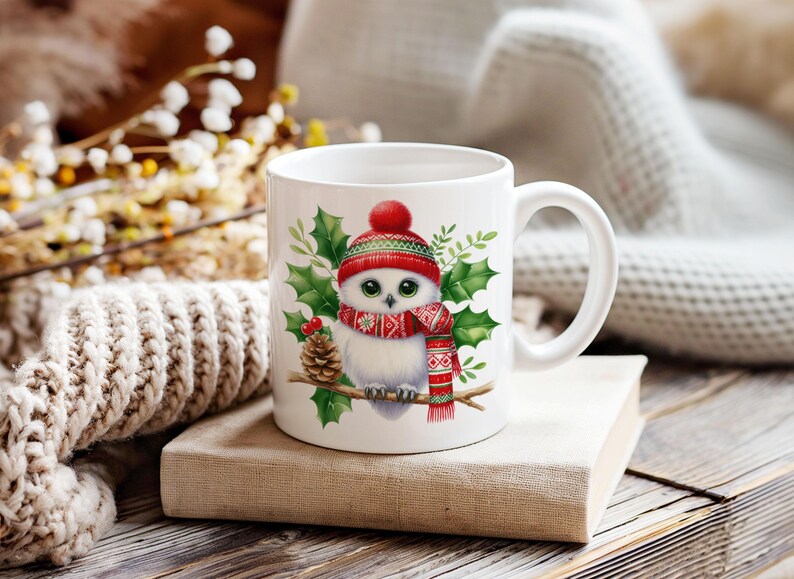 Christmas Owl Clipart Bundle, Watercolor Snow Owl With Santa Hat, Cute ...