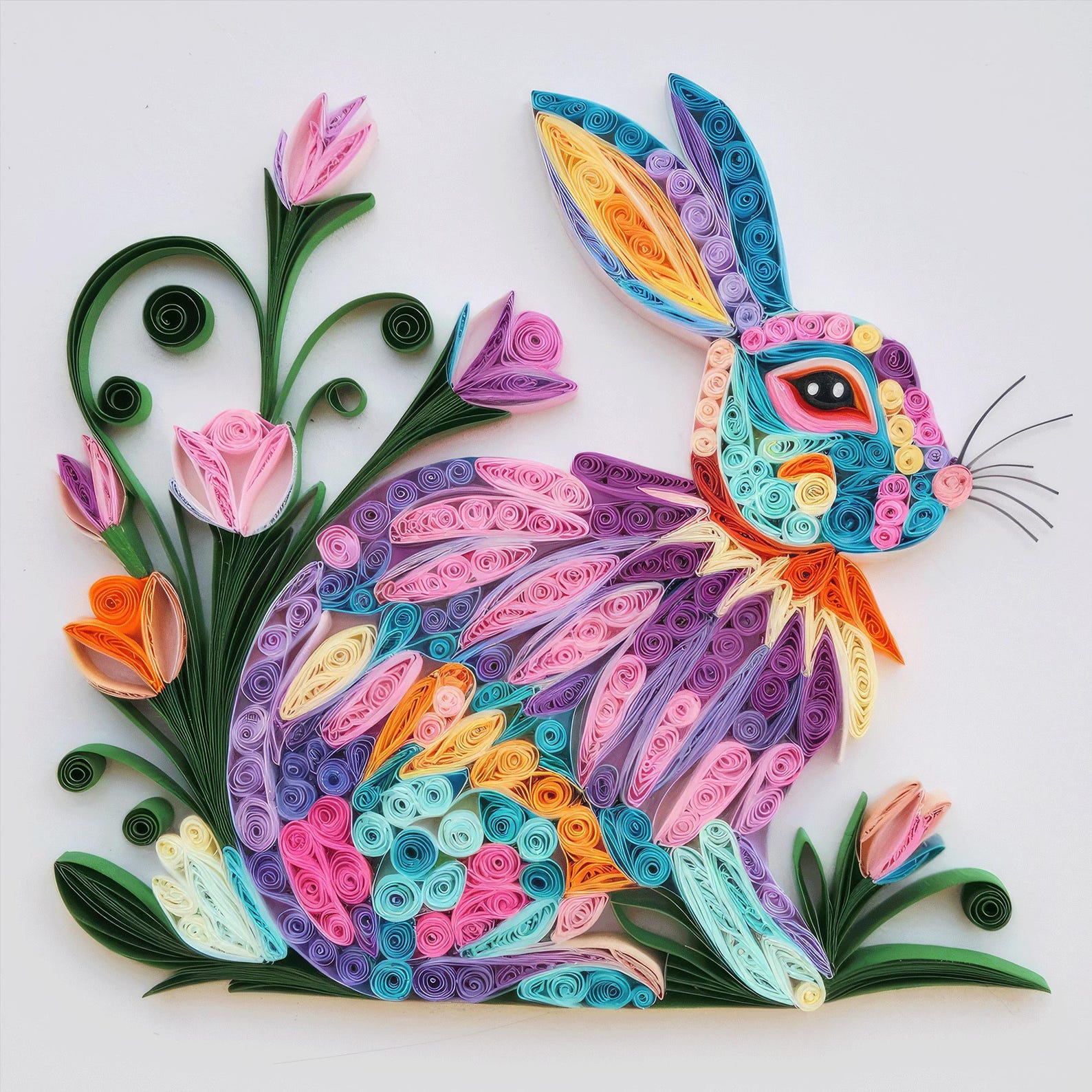 Quilling Bunnies Clipart, Quilled Rabbit Paper Crafts Junk Journal ...