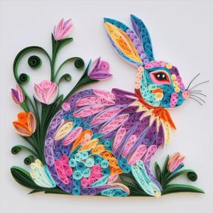 Quilling Bunnies Clipart, Quilled Rabbit Paper Crafts Junk Journal ...