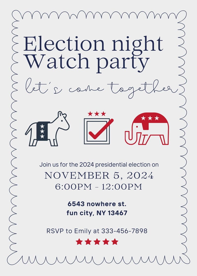 Election Watch Party Invitation Election Night Evite Democrat ...