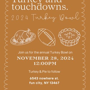 Editable Turkey Bowl Invitation Template - Thanksgiving Day Football ...