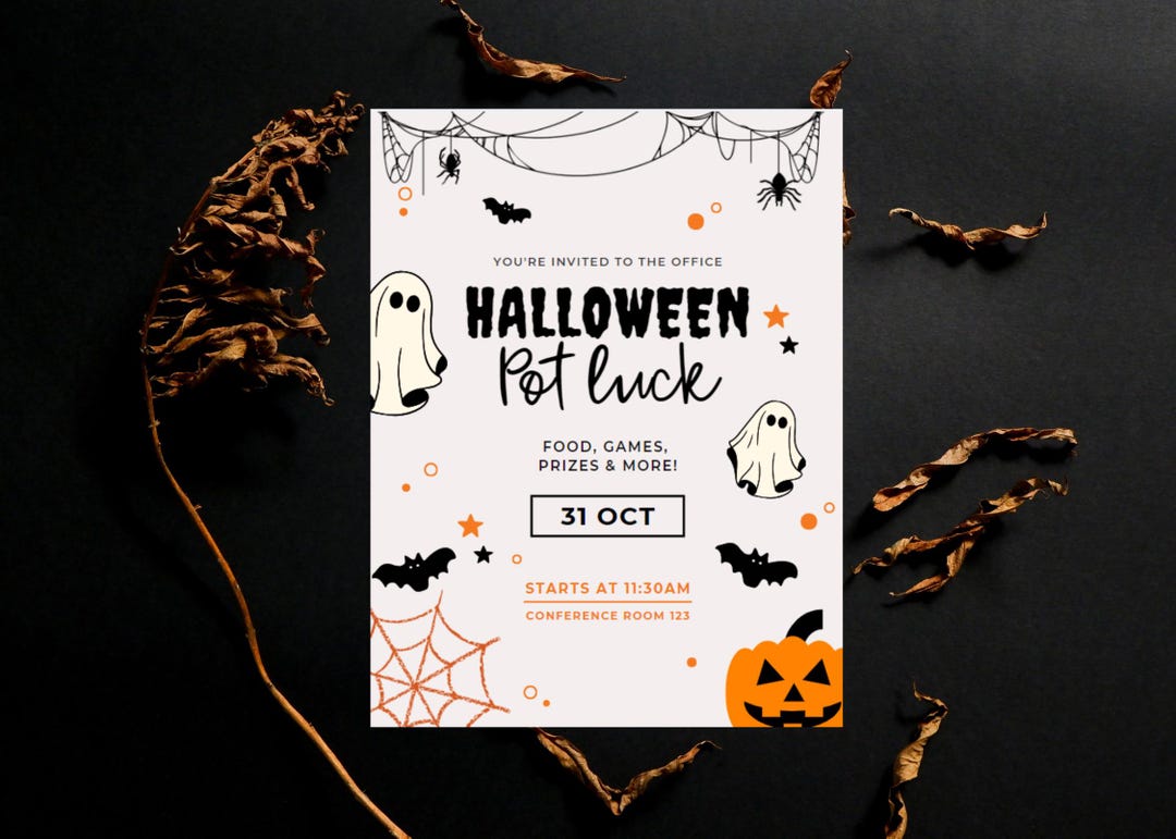 Editable Halloween Potluck Invitation Template - Halloween Invitation ...