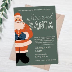 Editable Secret Santa Invitation - Funny Christmas Party Invite ...